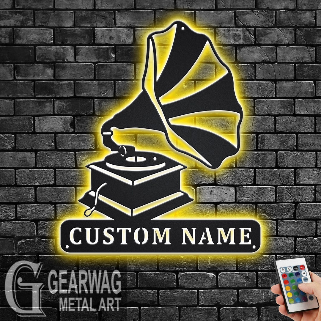 Custom Phonograph Record Metal Wall Art With LED Light, Personalized ...