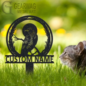 Personalized Black Crow Garden Sign, Metal Yard Art, Custom Raven Bird ...