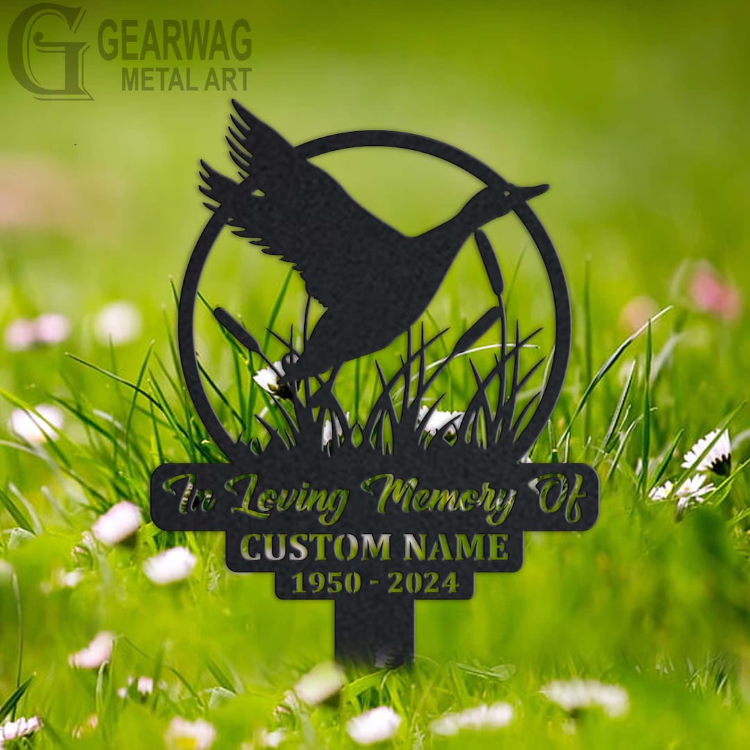 Custom Duck Memorial Stake, Metal Stake, Outdoor Decor, in Loving ...
