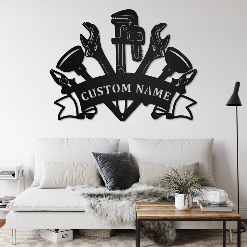 Custom Plumber Tools Metal Wall Art Personalized Plumber Name | Etsy