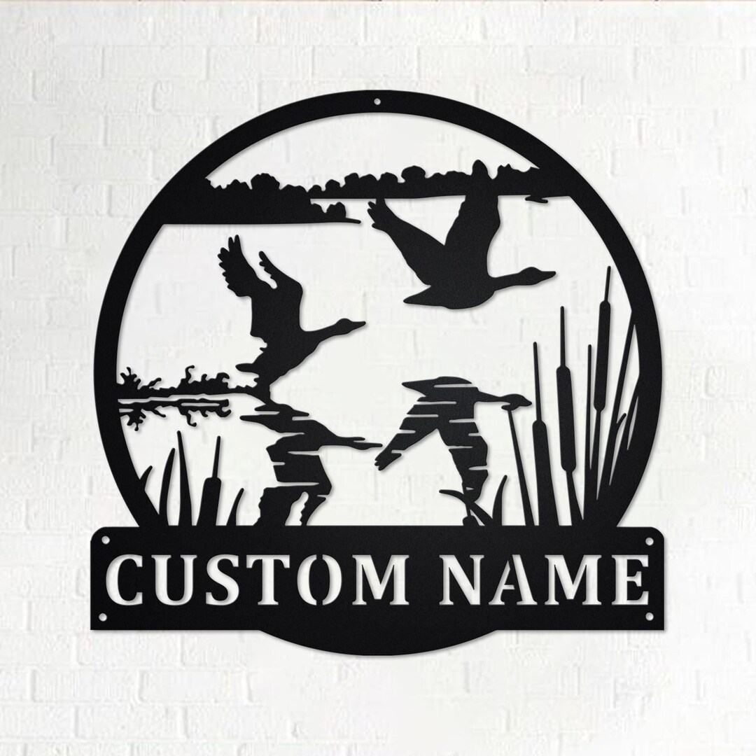 Custom Goose Taking Flight Metal Wall Art, Personalized Goose Name Sign ...