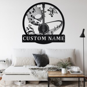 Custom Banjo Metal Wall Art With LED Light, Personalized Banjo Name ...