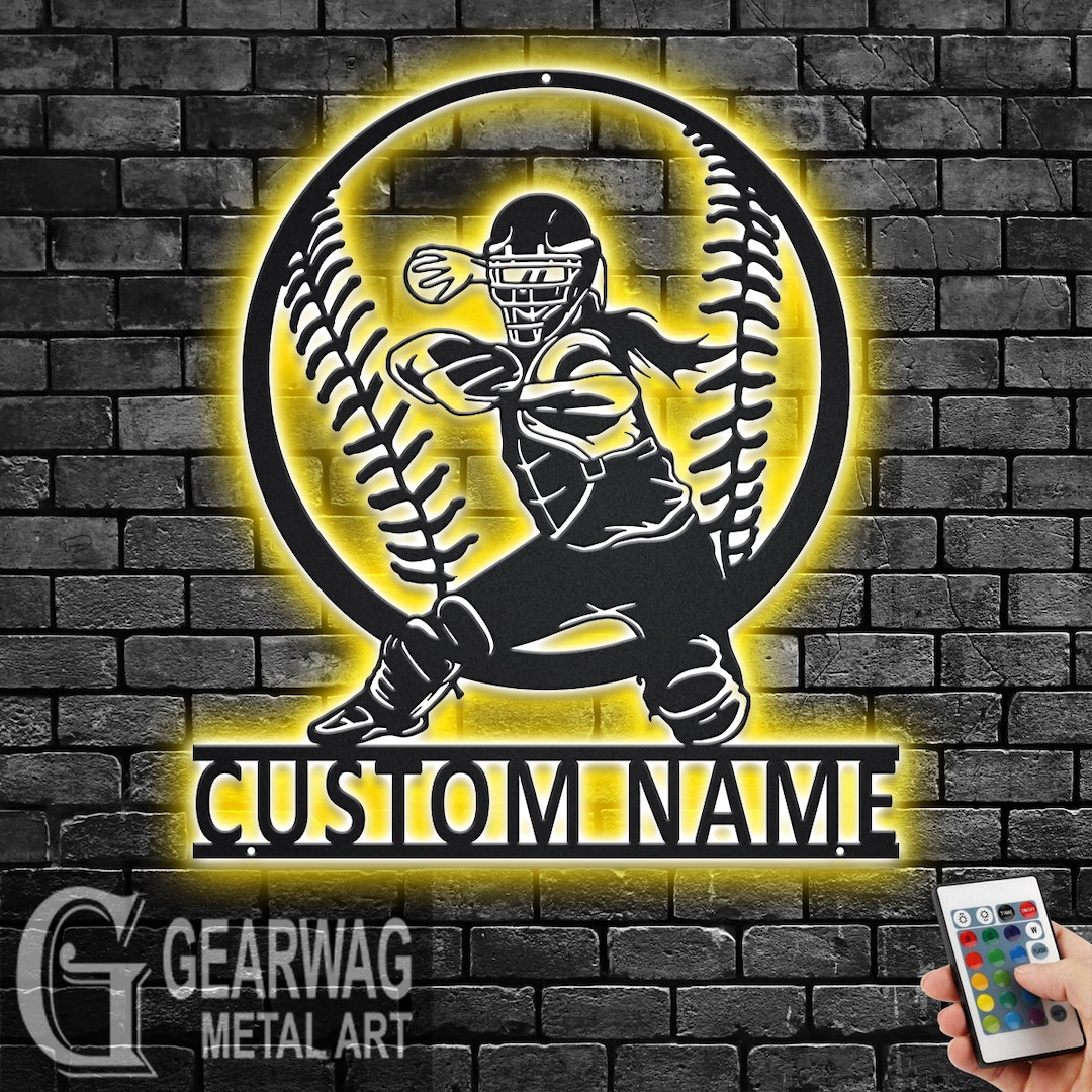 Custom Softball Player Metal Wall Art With LED Lights - Etsy