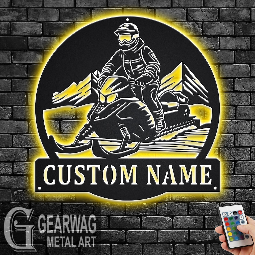 Custom Snowmobile Metal Wall Art With LED Light, Personalized ...