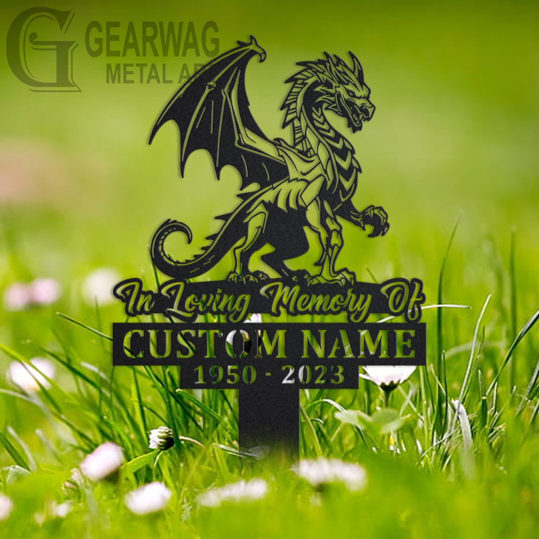 Custom Magic Dragon Memorial Stake, Metal Stake, Outdoor Decor, in ...