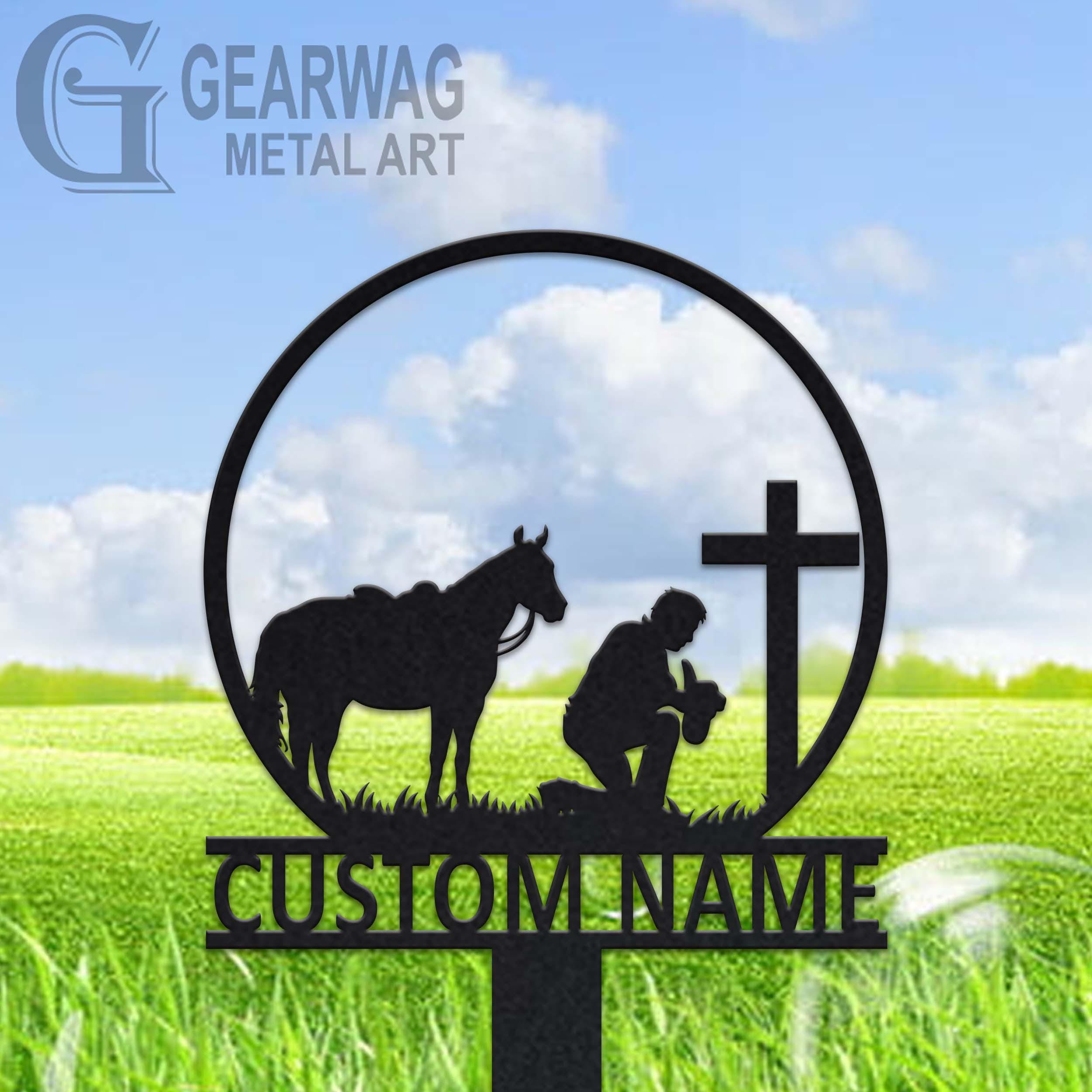 Personalized Cowboy Metal Garden Sign: Custom Memorial Yard Art - Etsy
