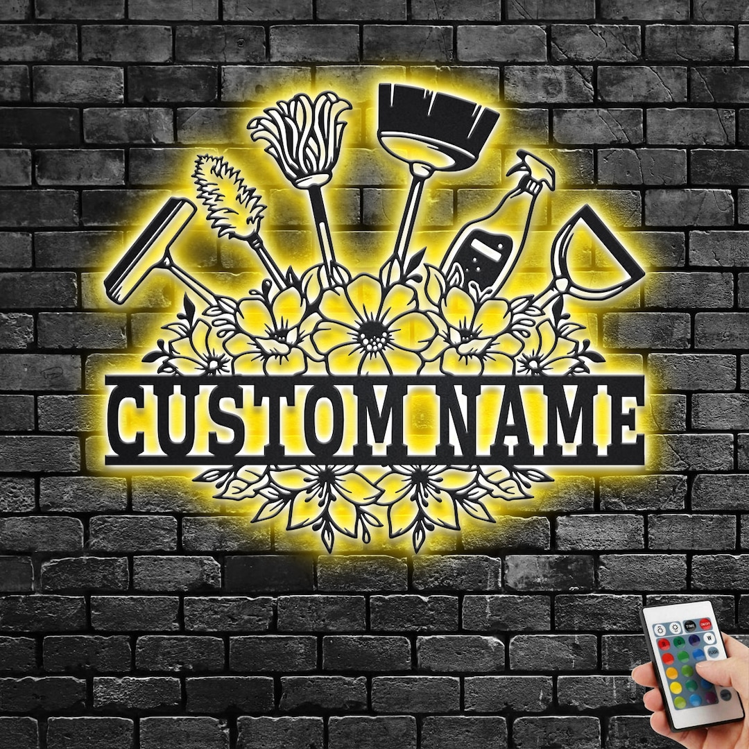 Custom Cleaning Service Metal LED Sign: Personalized Room Decor - Etsy