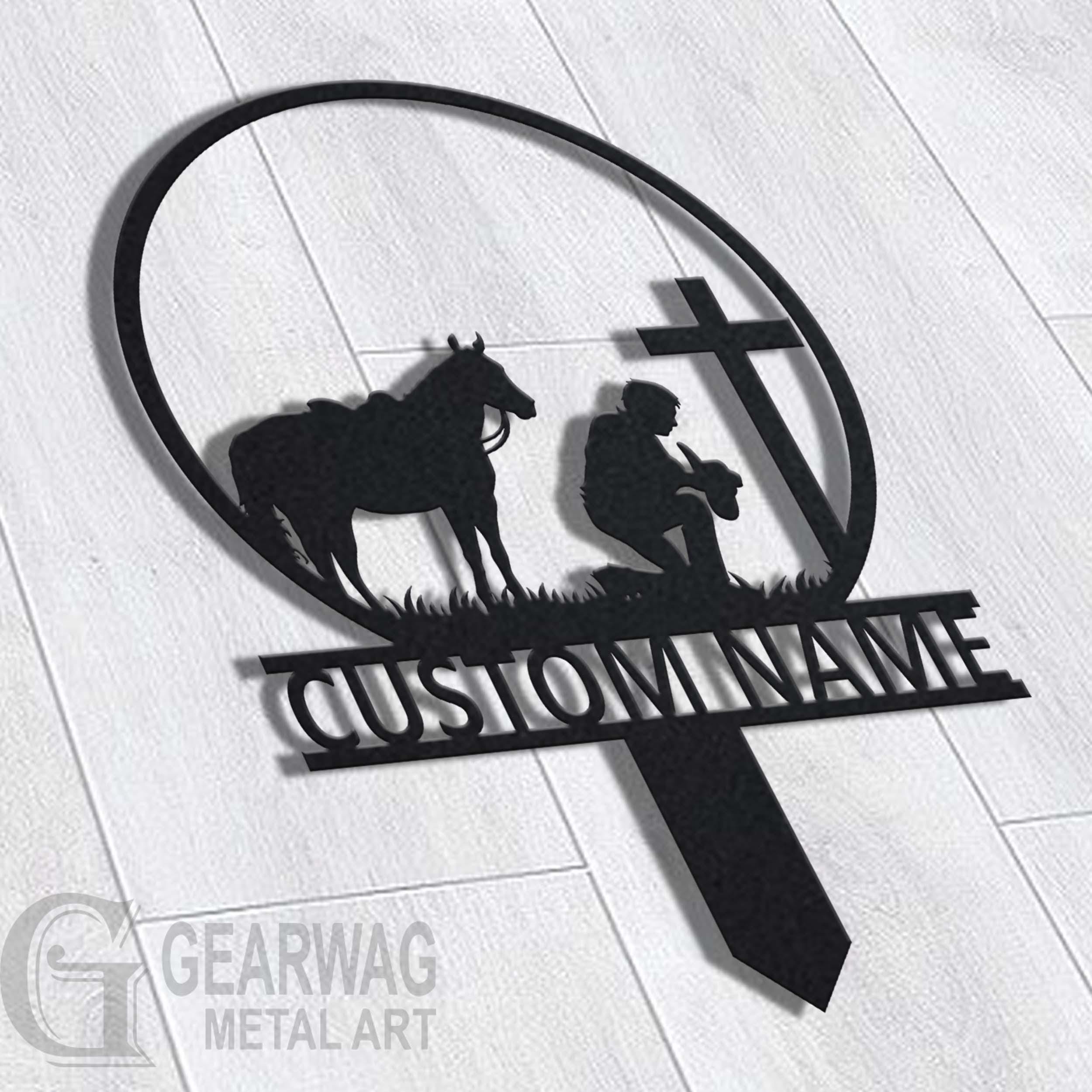 Personalized Cowboy Metal Garden Sign: Custom Memorial Yard Art - Etsy
