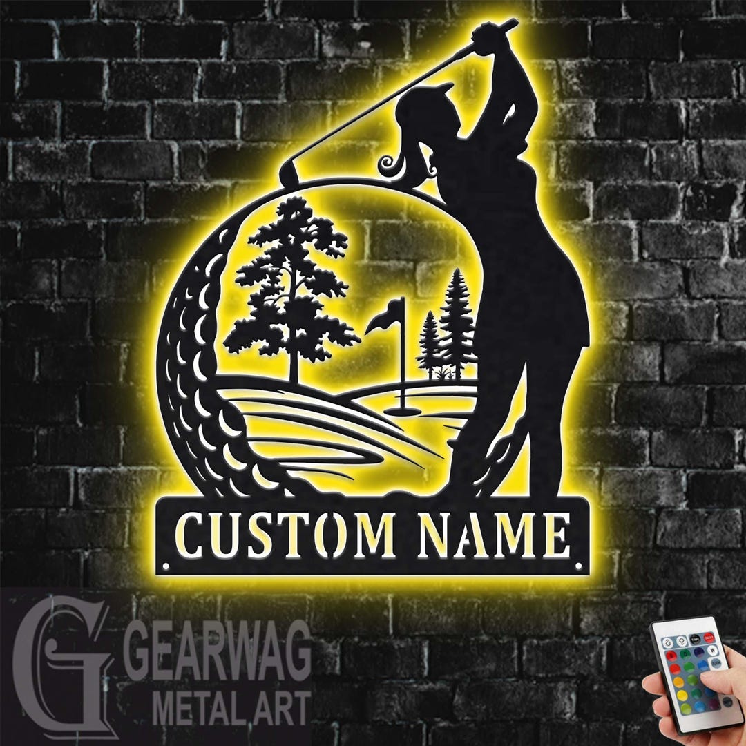 Custom Female Golfer Metal LED Sign: Personalized Golf Room Decor - Etsy