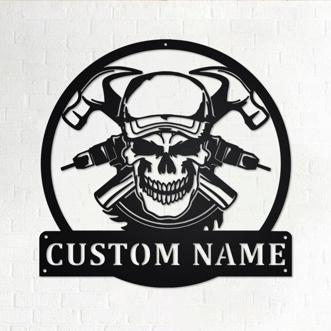 Custom Carpenter Skull Metal Wall Art: Personalized Name Sign - Etsy