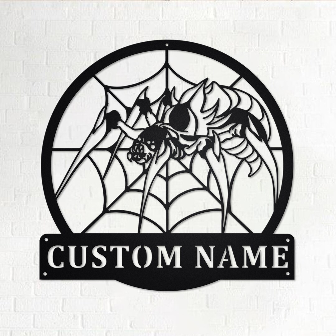 Custom Spider Metal Wall Art, Personalized Spider Name Sign Decoration ...