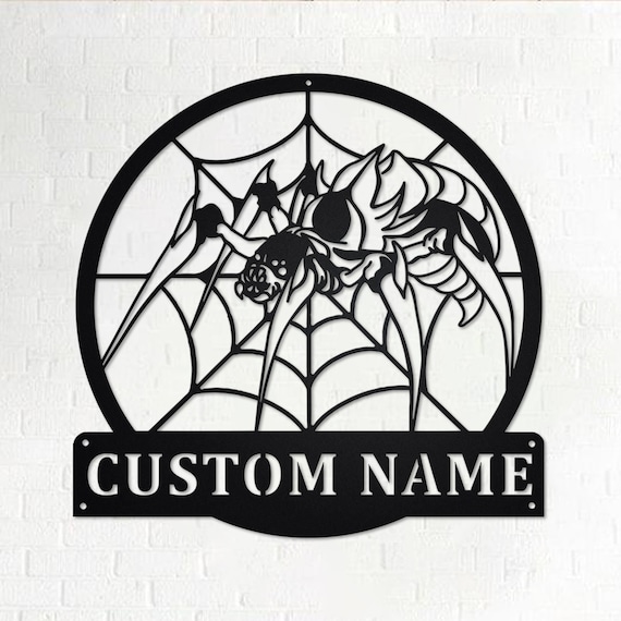 Custom Spider Metal Wall Art Personalized Spider Name Sign | Etsy