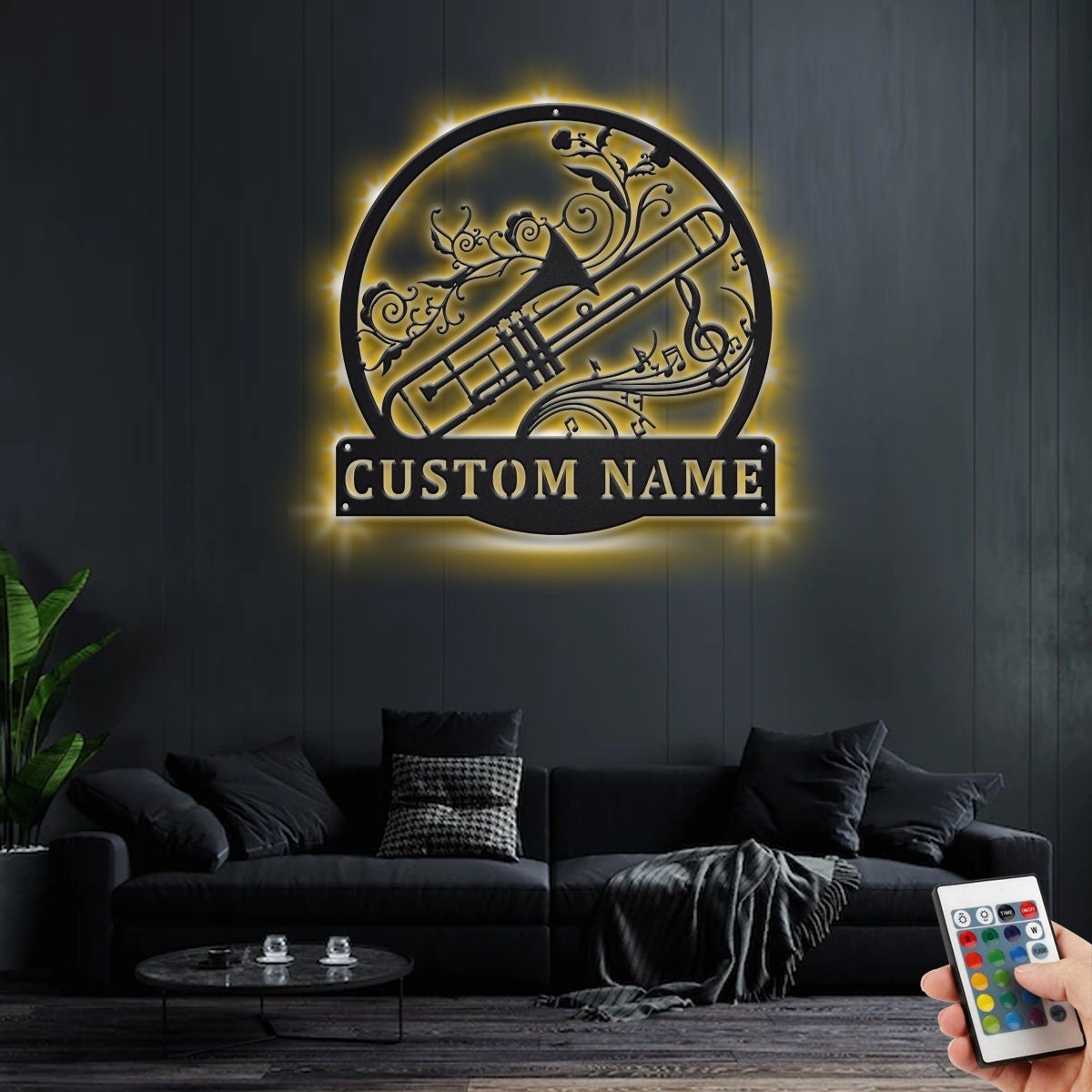 Custom Trombone Musical Instrument Metal Wall Art With LED - Etsy