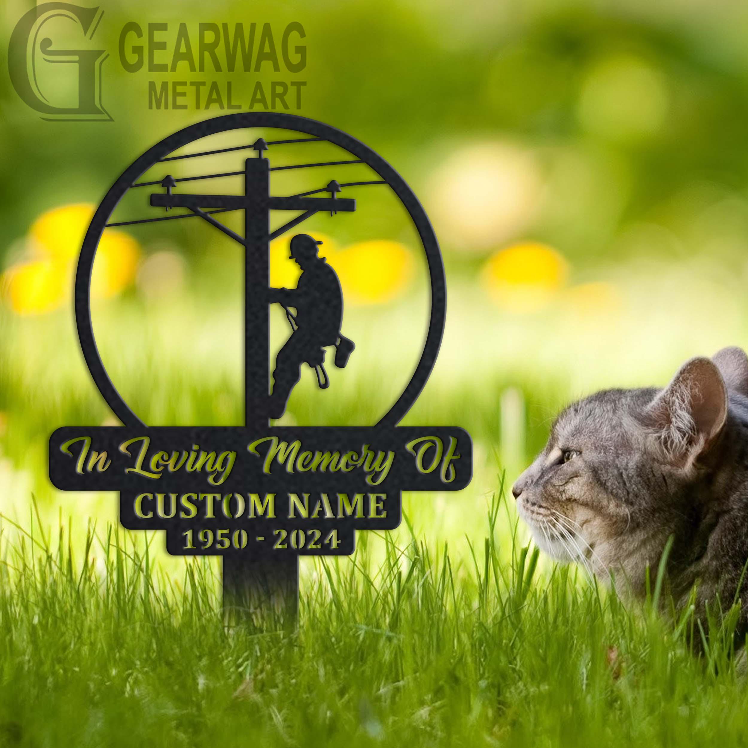 Custom Lineman Memorial Stake: Metal Outdoor Grave Marker - Etsy