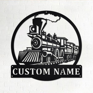 Custom Train Metal Wall Art With LED Light, Personalized Train Name ...