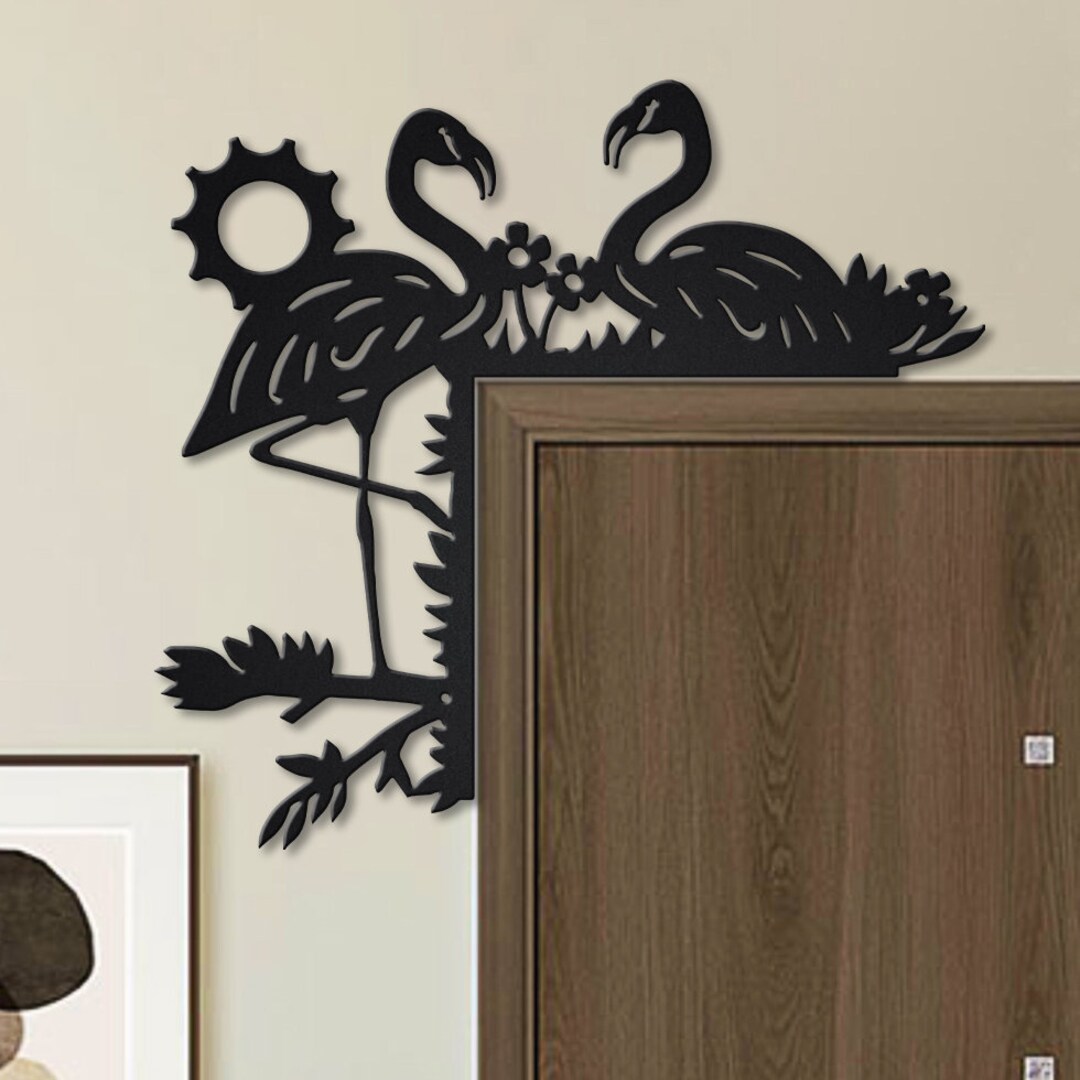 Flamingo Door Corner Metal Sign: Powder Coated Wall Decor - Etsy