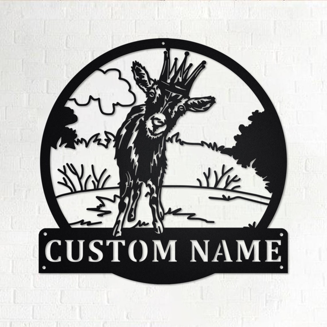 Custom Goat With Crown Metal Wall Art: Personalized Name Sign - Etsy