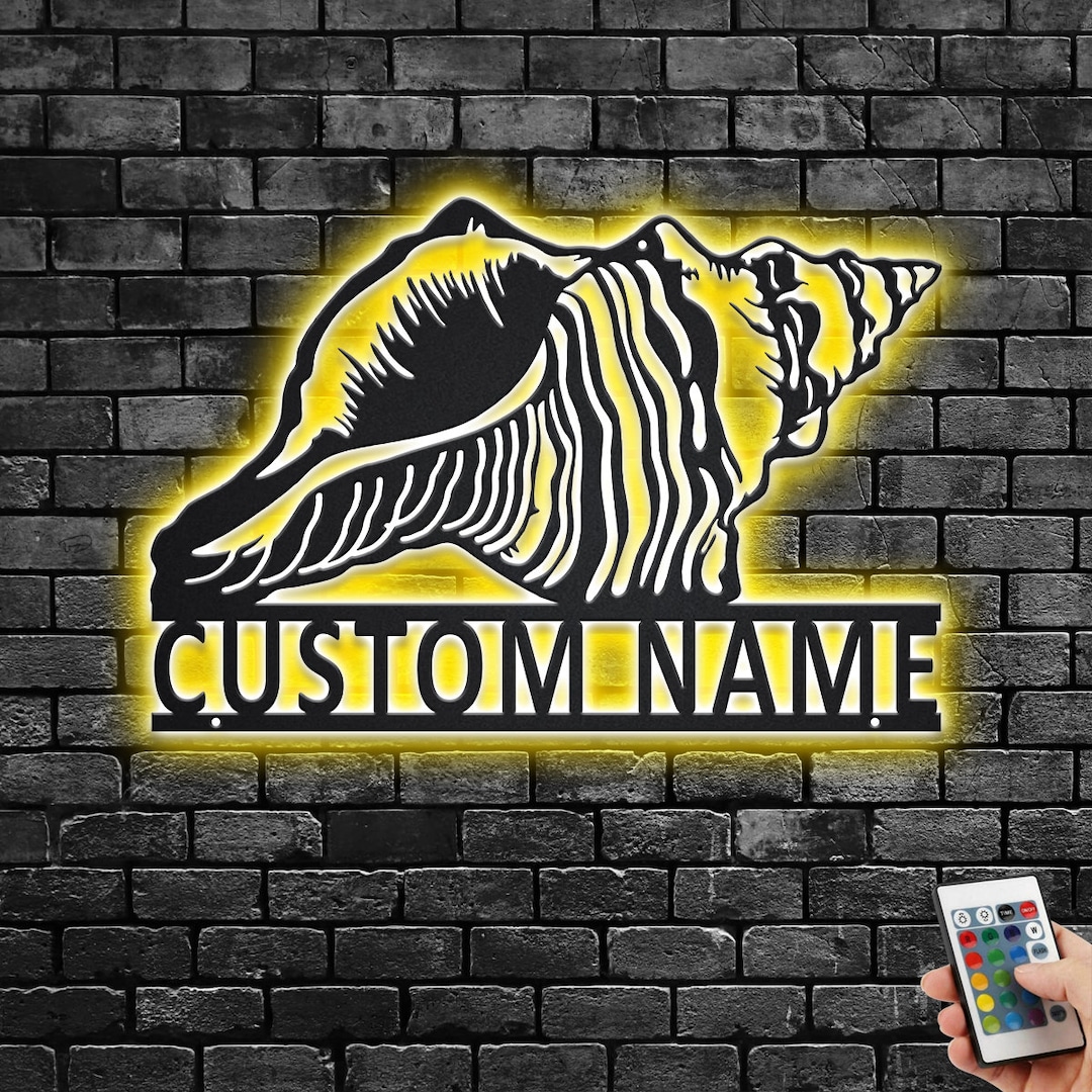 Custom Seashell Metal Wall Art With LED Light, Personalized Seashell ...