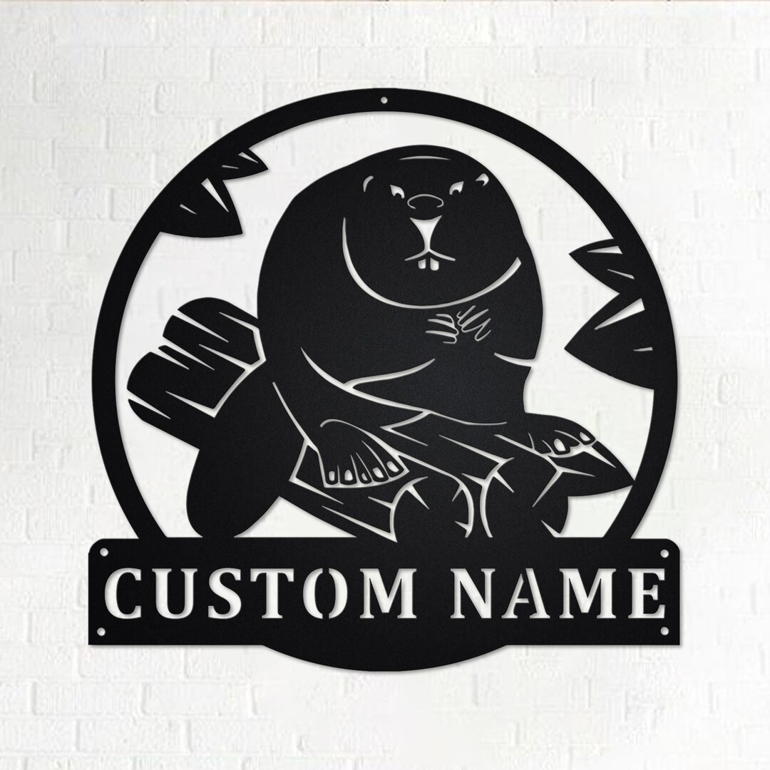 Custom Beaver Metal Wall Art, Personalized Beaver Name Sign Decoration ...