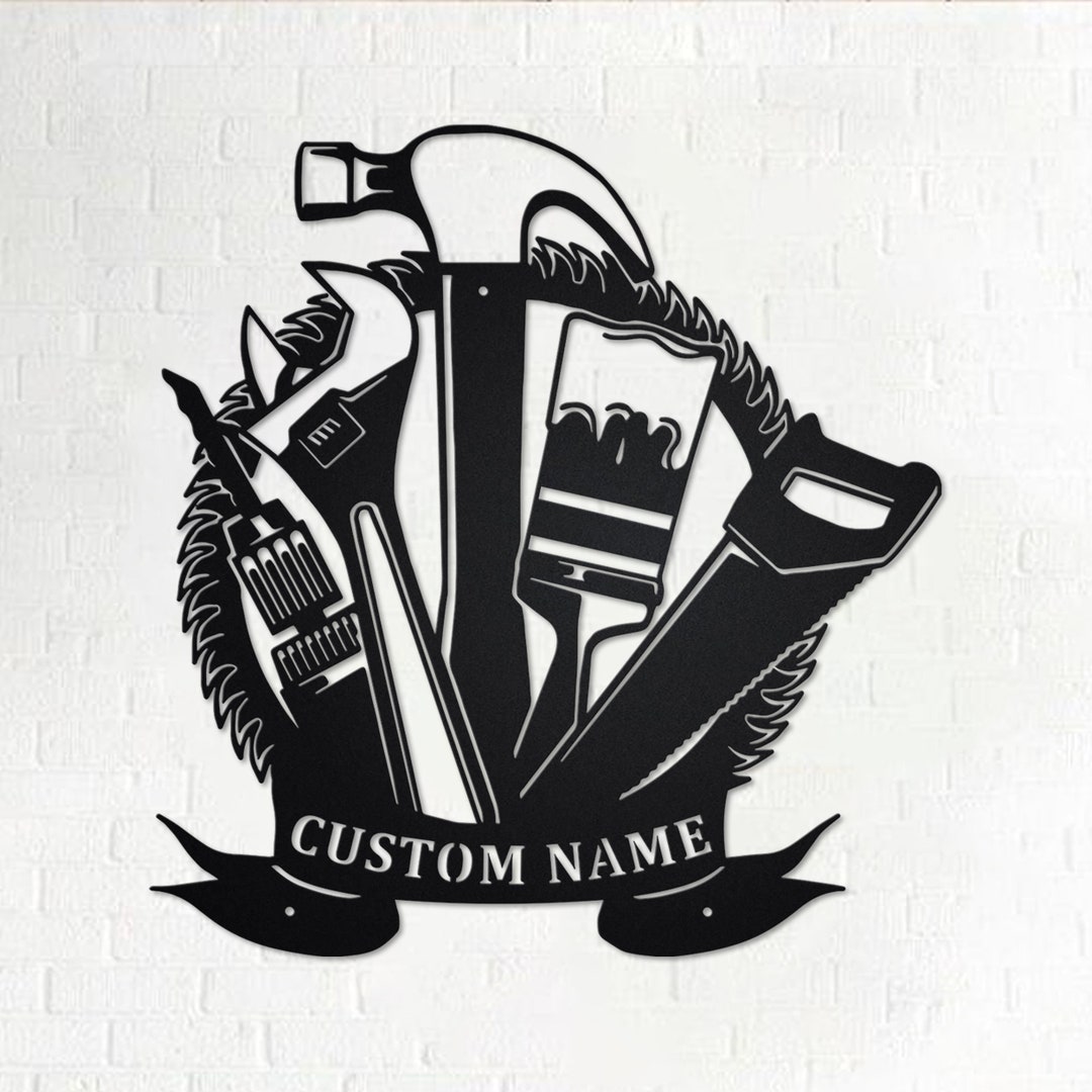 Custom Handyman Metal Wall Art, Personalized Handyman Name Sign ...