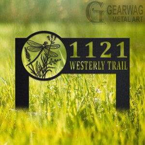 Personalized Dragonfly Metal Address Sign House Number Hanging Address ...