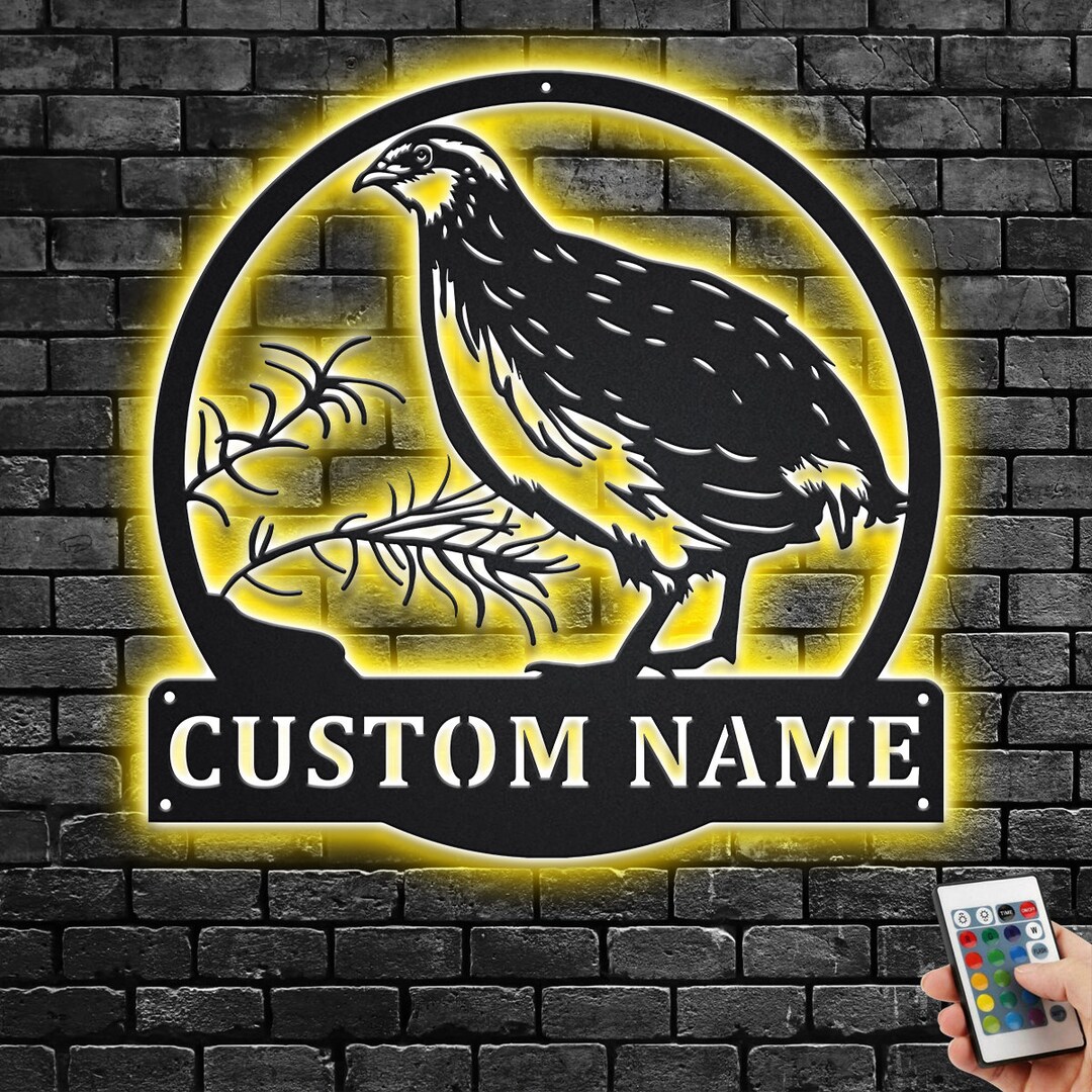 Custom Quail Bird Metal Wall Art With LED Light, Personalized Quail ...