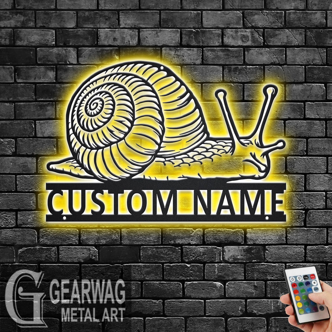 Custom Snail Metal Wall Art With LED Light: Personalized Name Sign - Etsy
