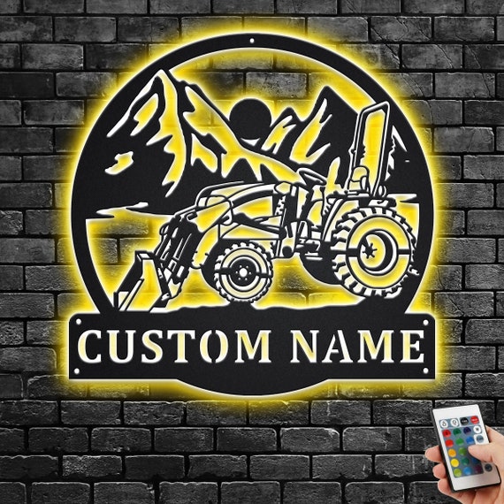 Custom Tractor Loader Metal Wall Art With LED Light | Etsy