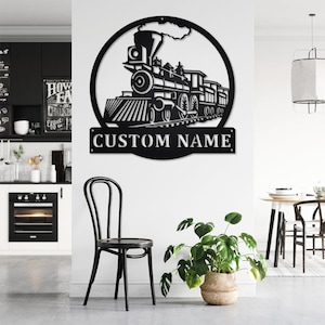 Custom Train Metal Wall Art With LED Light, Personalized Train Name ...