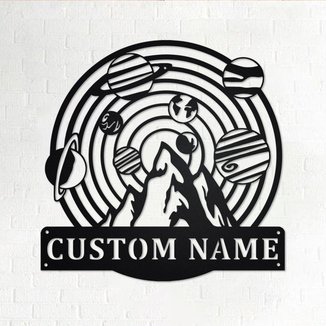 Custom Solar Metal Wall Art, Personalized Solar Name Sign Decoration ...