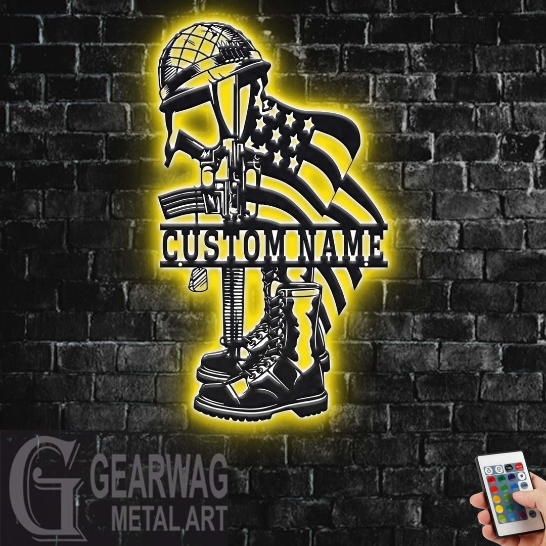 Custom Soldier Metal Sign With LED Light, Personalized Soldier Name ...