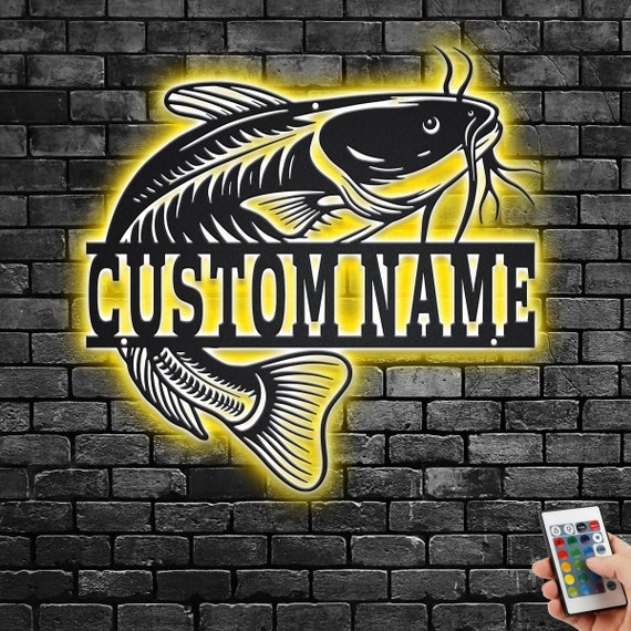 Custom Catfish Fish Metal Wall Art With LED Light - Etsy