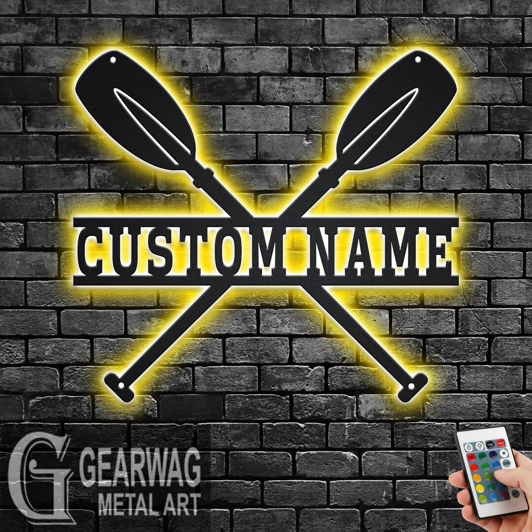 Custom Canoe Paddles Metal Wall Art With LED Light, Personalized Canoe ...