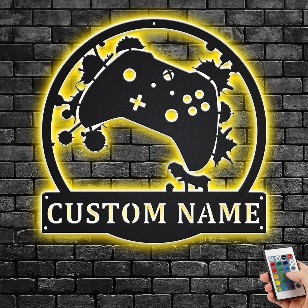 Custom Video Game Controller Metal Wall Art With LED Light ...