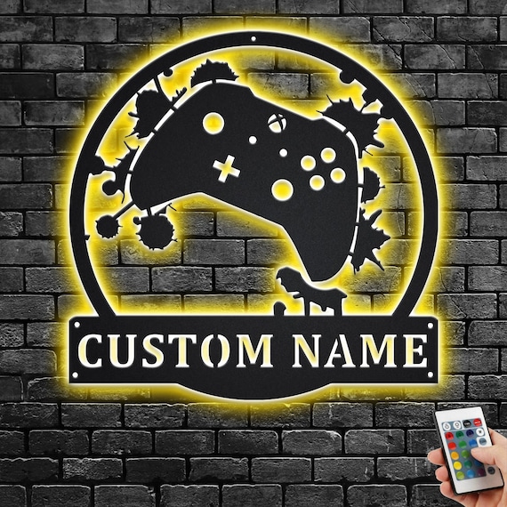 Custom Video Game Controller Metal Wall Art With LED Light - Etsy