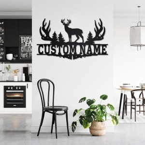 Custom Deer Hunting Frame Metal Wall Art, Personalized Deer Hunter Name ...