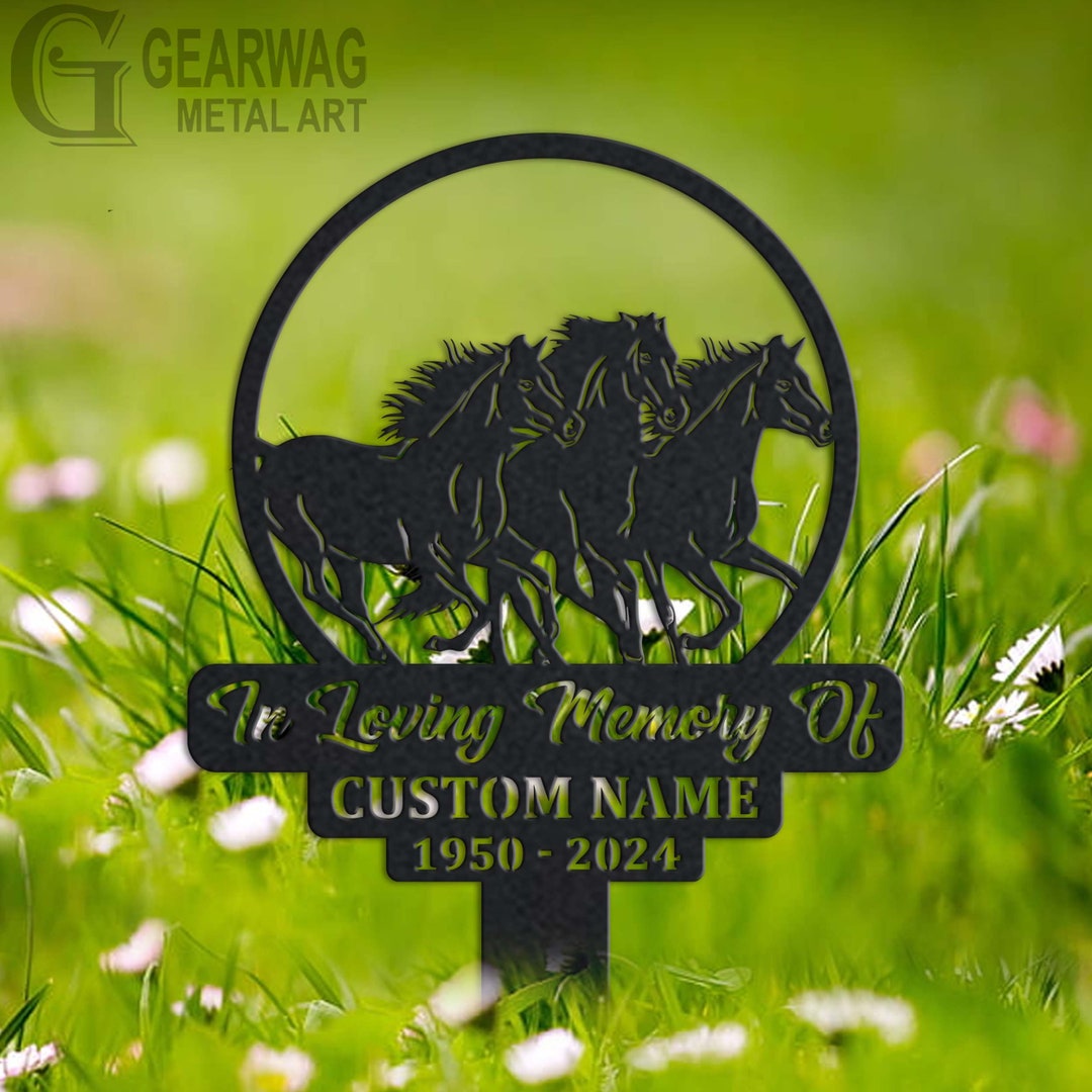 Custom Horses Memorial Stake, Metal Stake, Outdoor Decor, in Loving ...