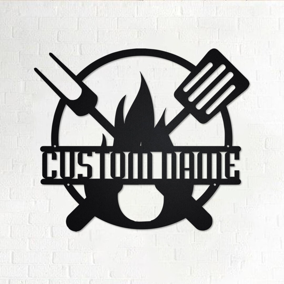 Custom BBQ Metal Wall Art: Personalized Grill Name Sign - Etsy