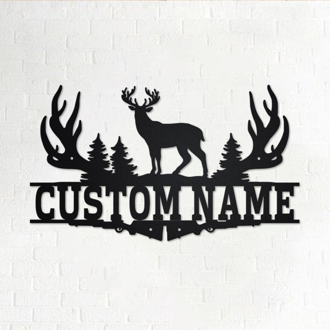Custom Deer Hunting Frame Metal Wall Art, Personalized Deer Hunter Name ...