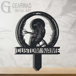 Personalized Black Crow Garden Sign, Metal Yard Art, Custom Raven Bird ...