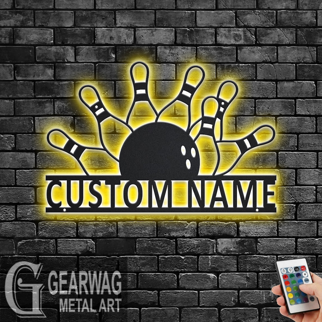 Custom Bowling Pin Metal LED Sign: Personalized Wall Art - Etsy
