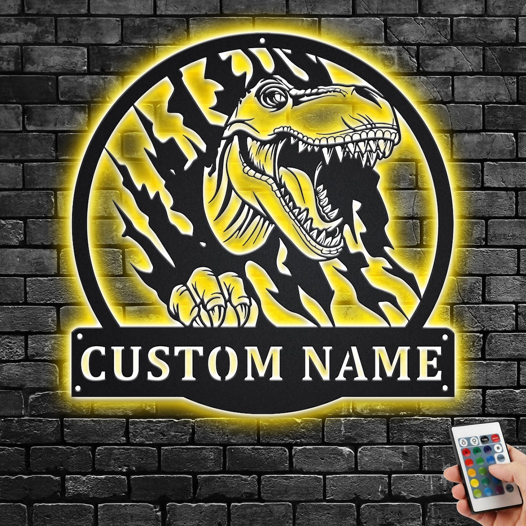 Custom T-rex Claw Metal Wall Art: Personalized Dinosaur LED Sign - Etsy