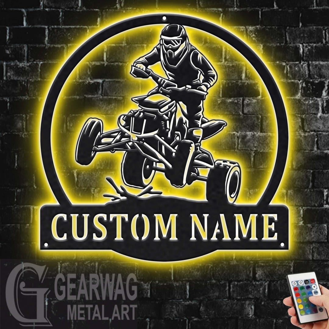 Custom ATV Rider Metal Sign: Personalized LED Quad Decor - Etsy