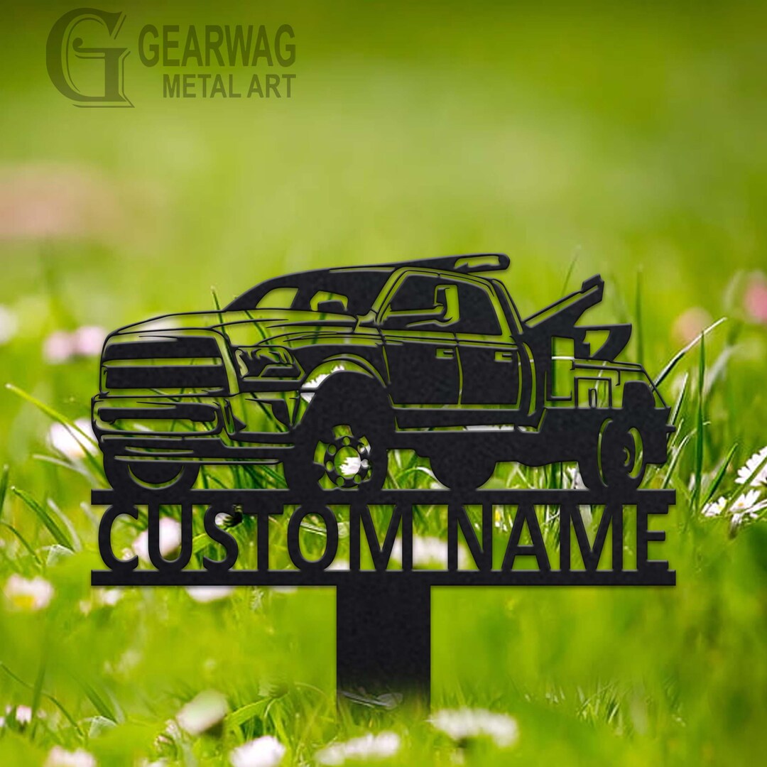 Personalized Tow Truck Garden Sign, Metal Yard Art, Custom Tow Truck ...