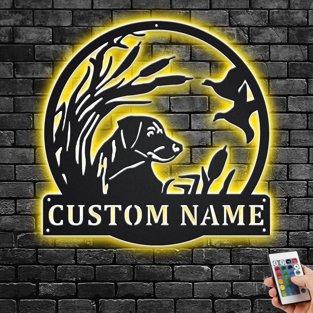 Custom Labrador Dog Hunting Metal Wall Art With LED Light - Etsy