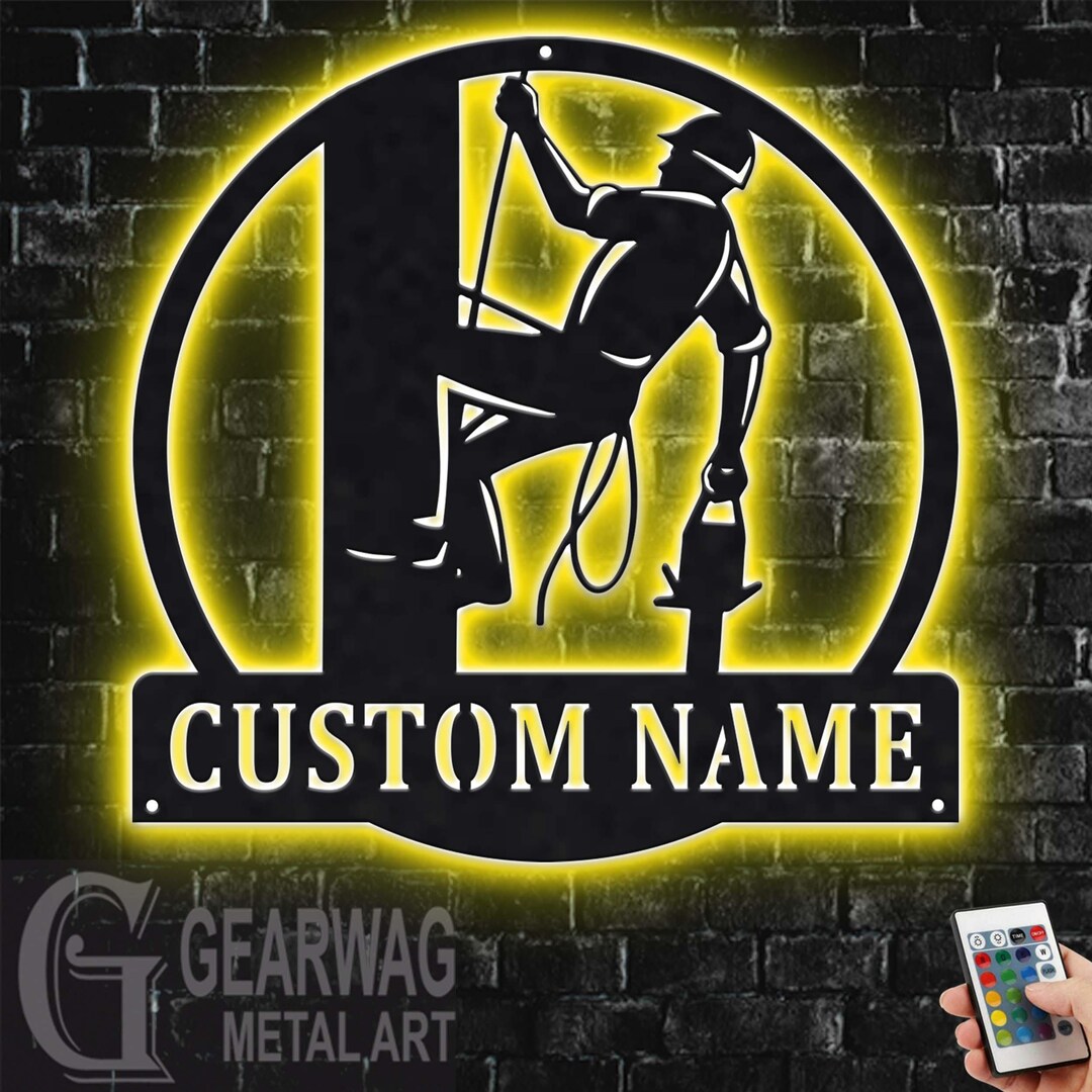 Custom Tree Arborist Metal Sign With LED Light, Personalized Tree ...