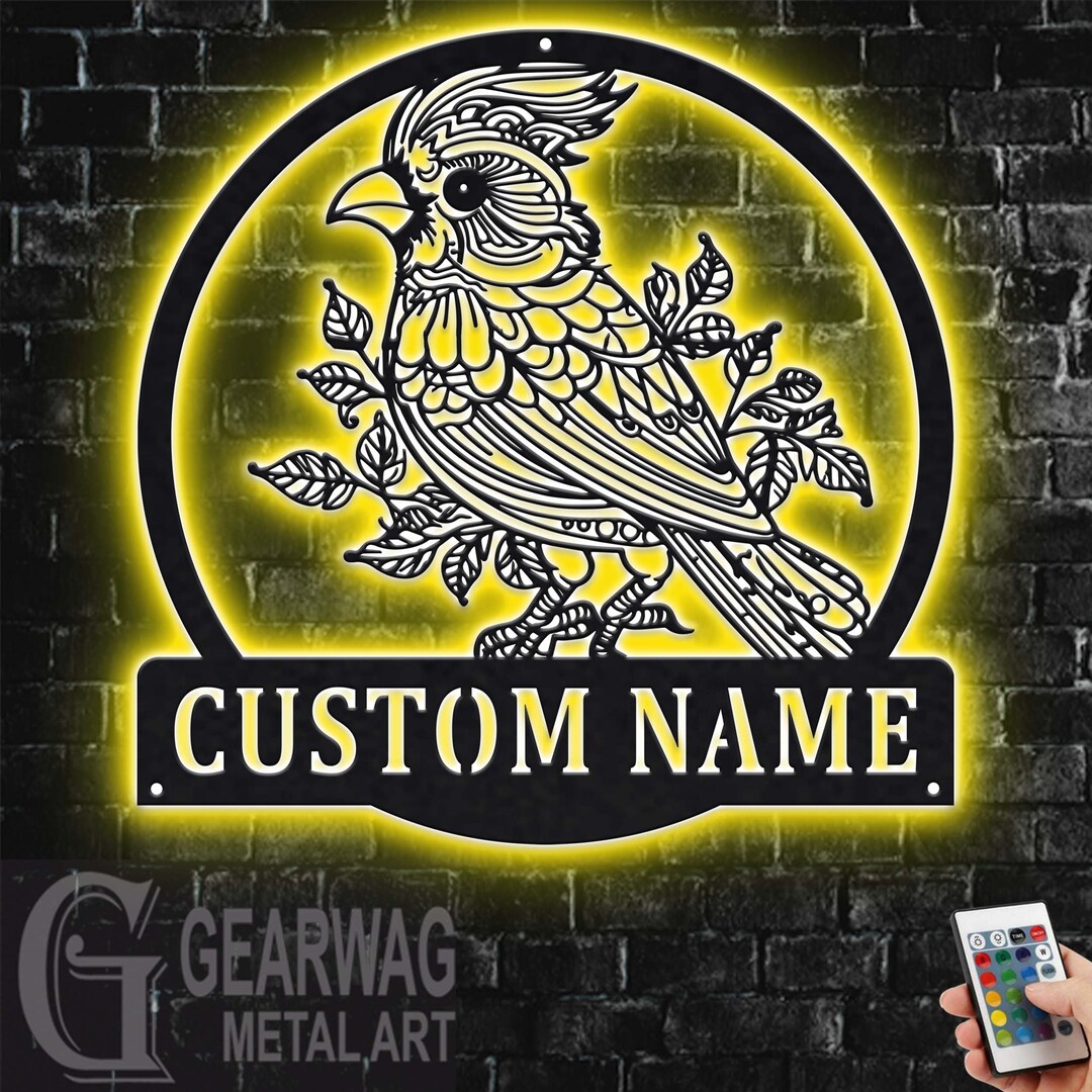 Custom Cardinal Bird Metal Sign With LED Lights - Etsy