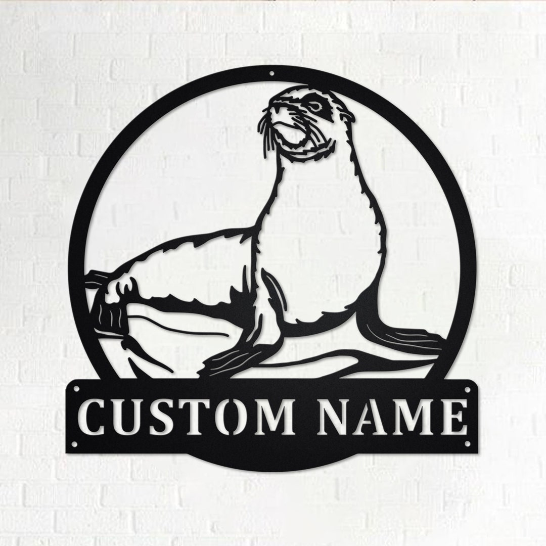 Custom Sea Lion Metal Wall Art: Personalized Name Sign - Etsy