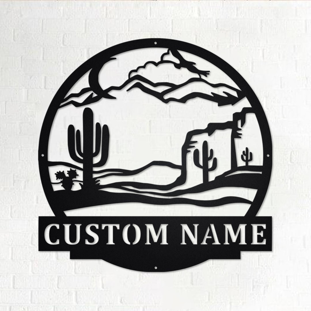 Custom Cactus Metal Sign, Personalized Cactus Name Sign Decoration for ...