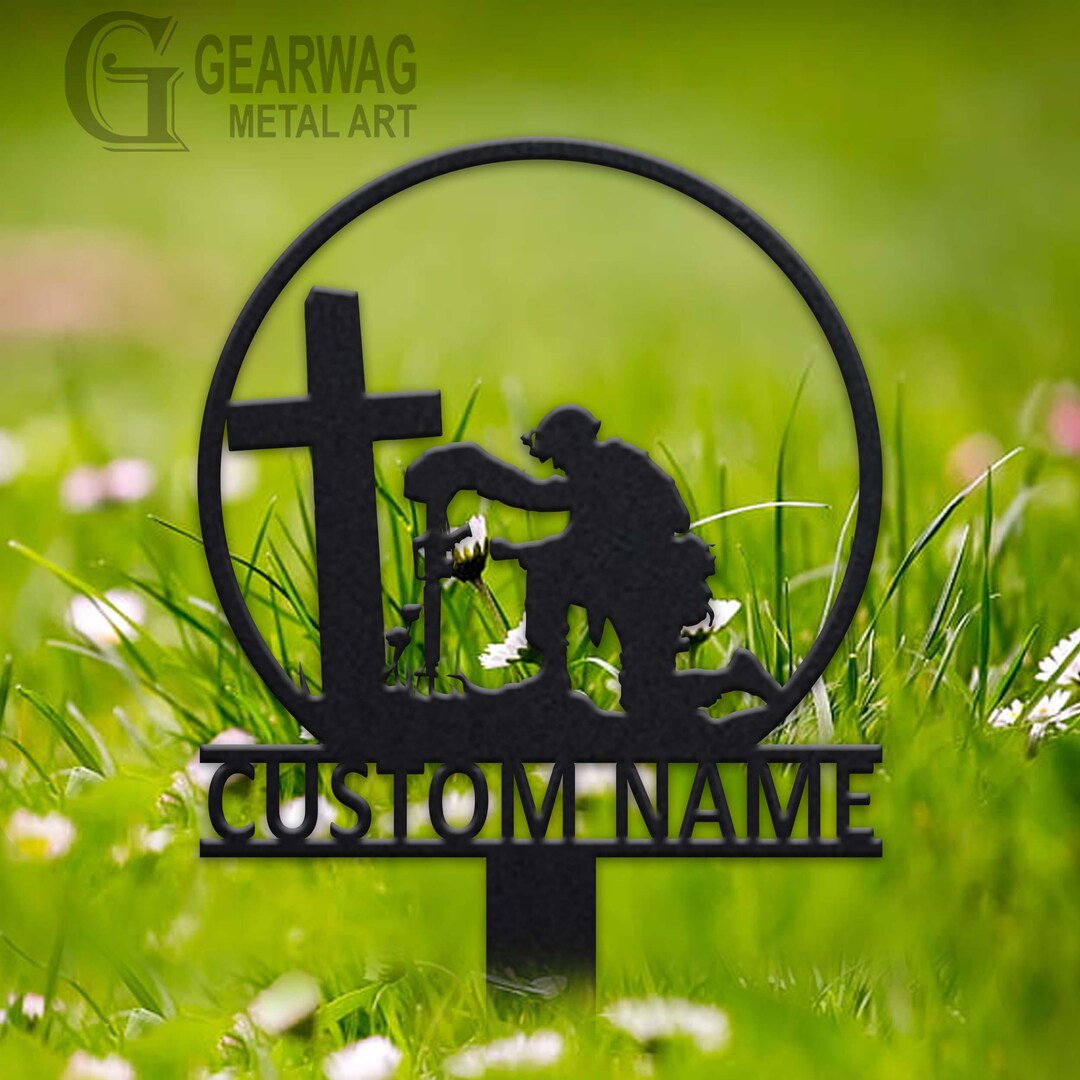 Personalized Soldier Garden Sign, Metal Yard Art, Custom Soldier Garden ...
